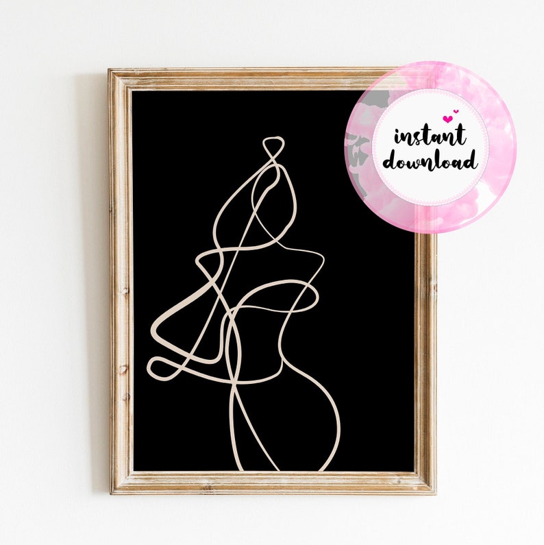 PRINTABLE Woman Drawing, Minimal Continuous One Line Art, Female Body ...