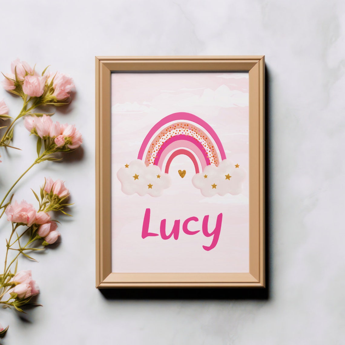 Personalized Baby Name PRINTABLE, Rainbow Custom Name, Pink Nursery ...