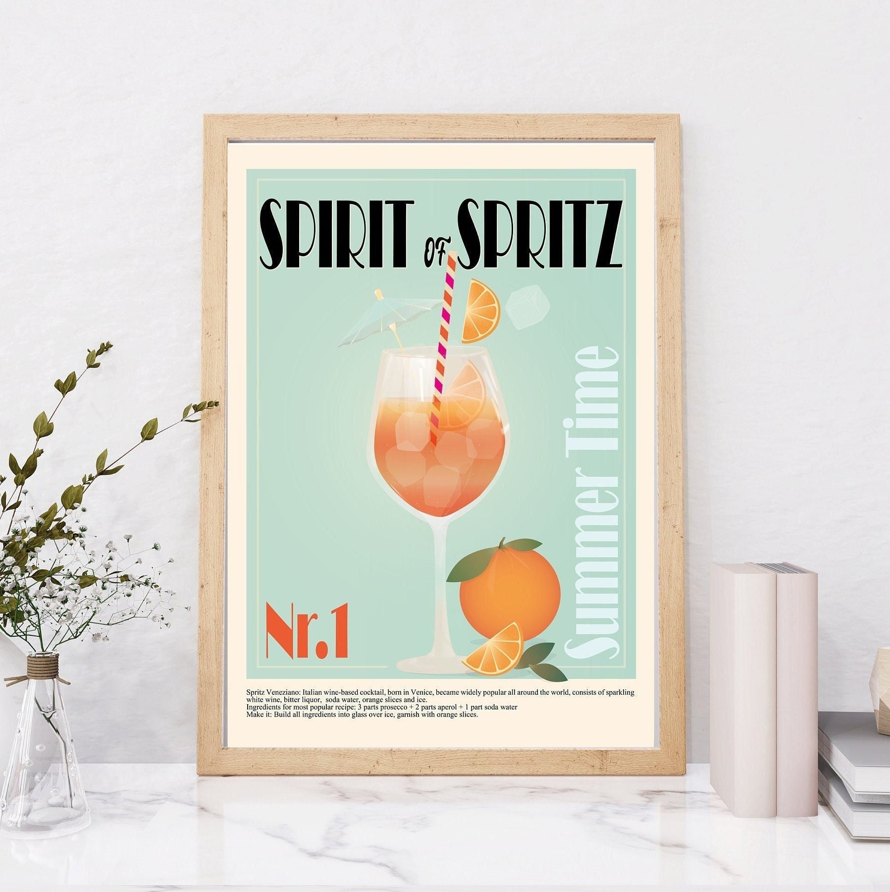 Aperol Spritz, PRINTABLE Cocktail Poster, Aperol Bar Print, Kitchen Bar ...