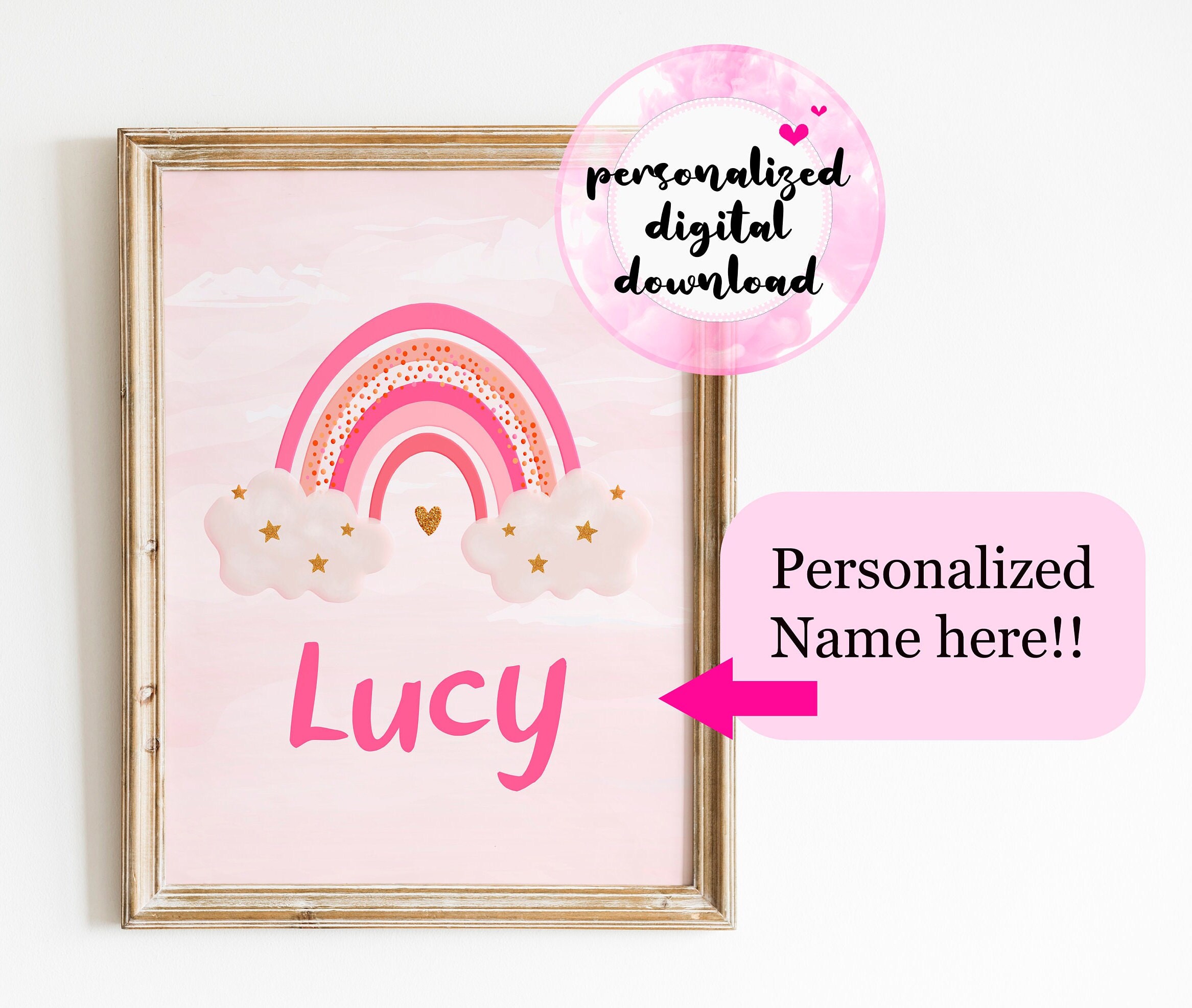 Personalized Baby Name PRINTABLE, Rainbow Custom Name, Pink Nursery ...