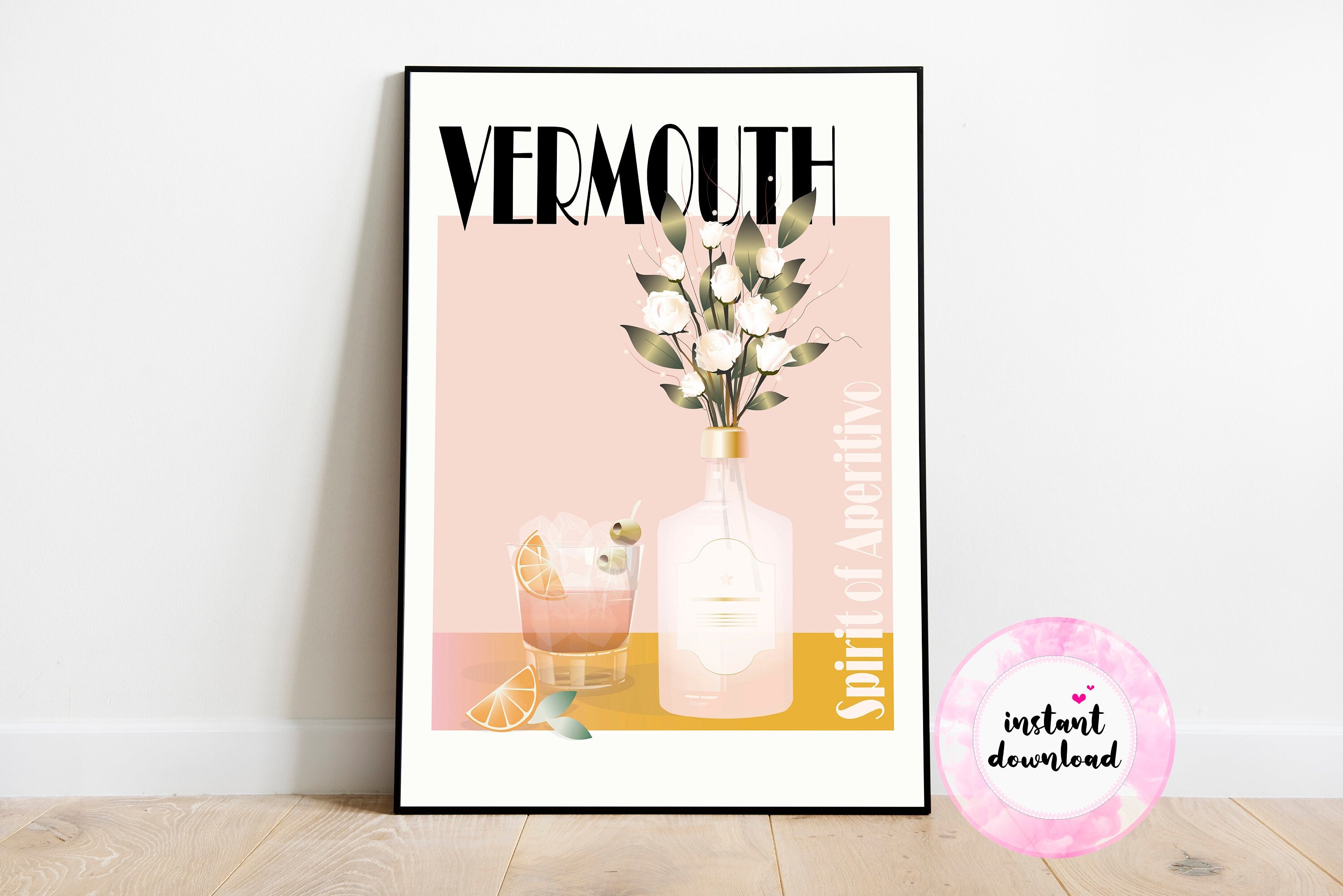 Vermouth, PRINTABLE Vermouth Poster, Cocktail Print, Bar Cart Print ...