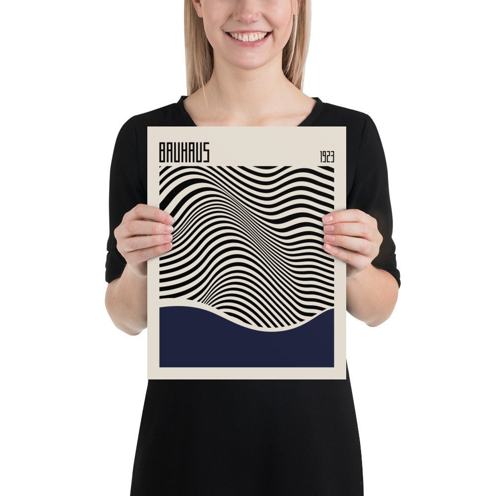 Bauhaus Poster, Bauhaus 1923 Wall Art, Indigo Minimalist Abstract Art ...