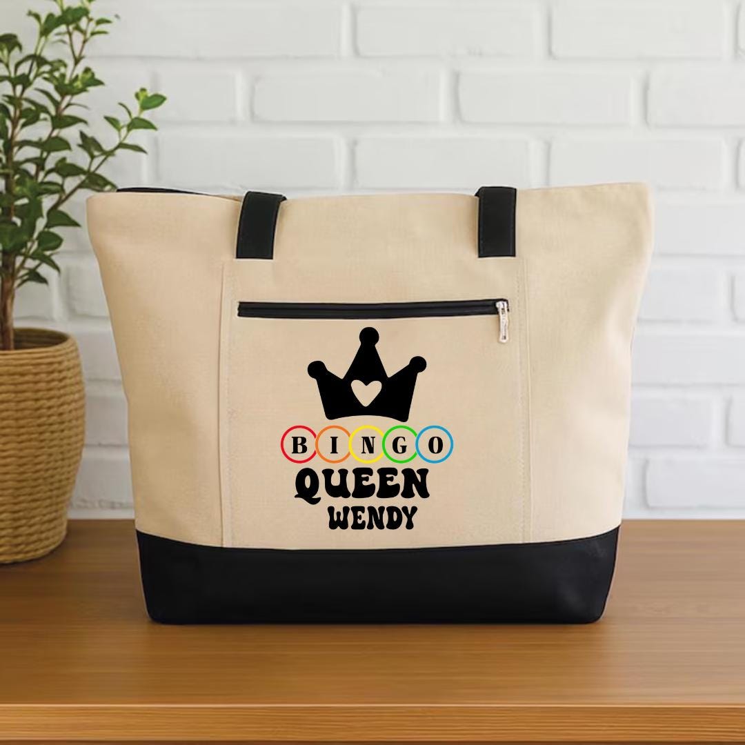 Personalized Bingo Tote Bag, Funny Bingo Sayings Canvas Tote, Custom ...