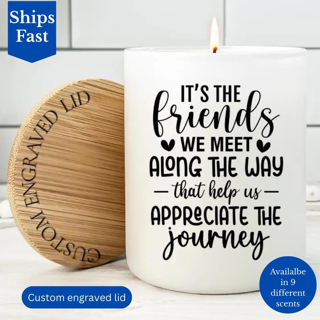 Personalized Friendship Candle, Custom Name Engraved, Friendship Quote ...
