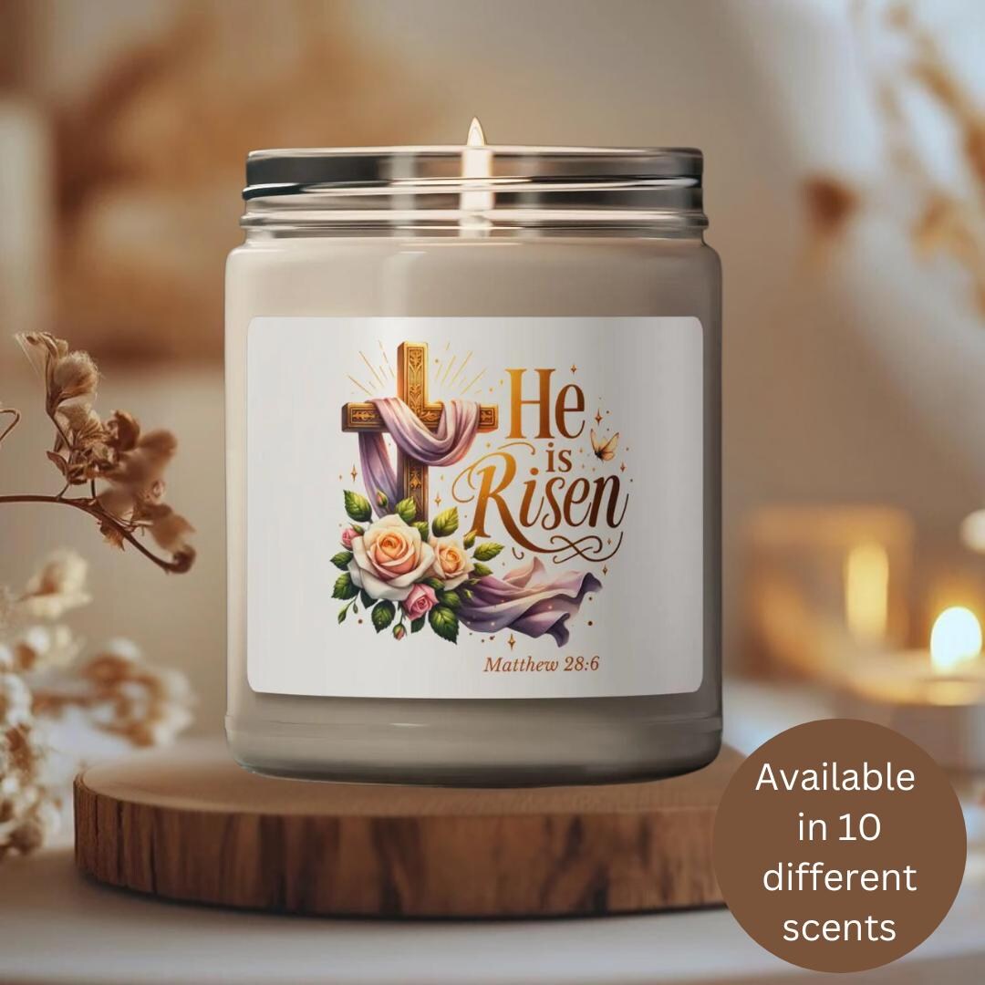 He is Risen Matthew 28:6 Christian Candle, Faith-based Easter Gift ...