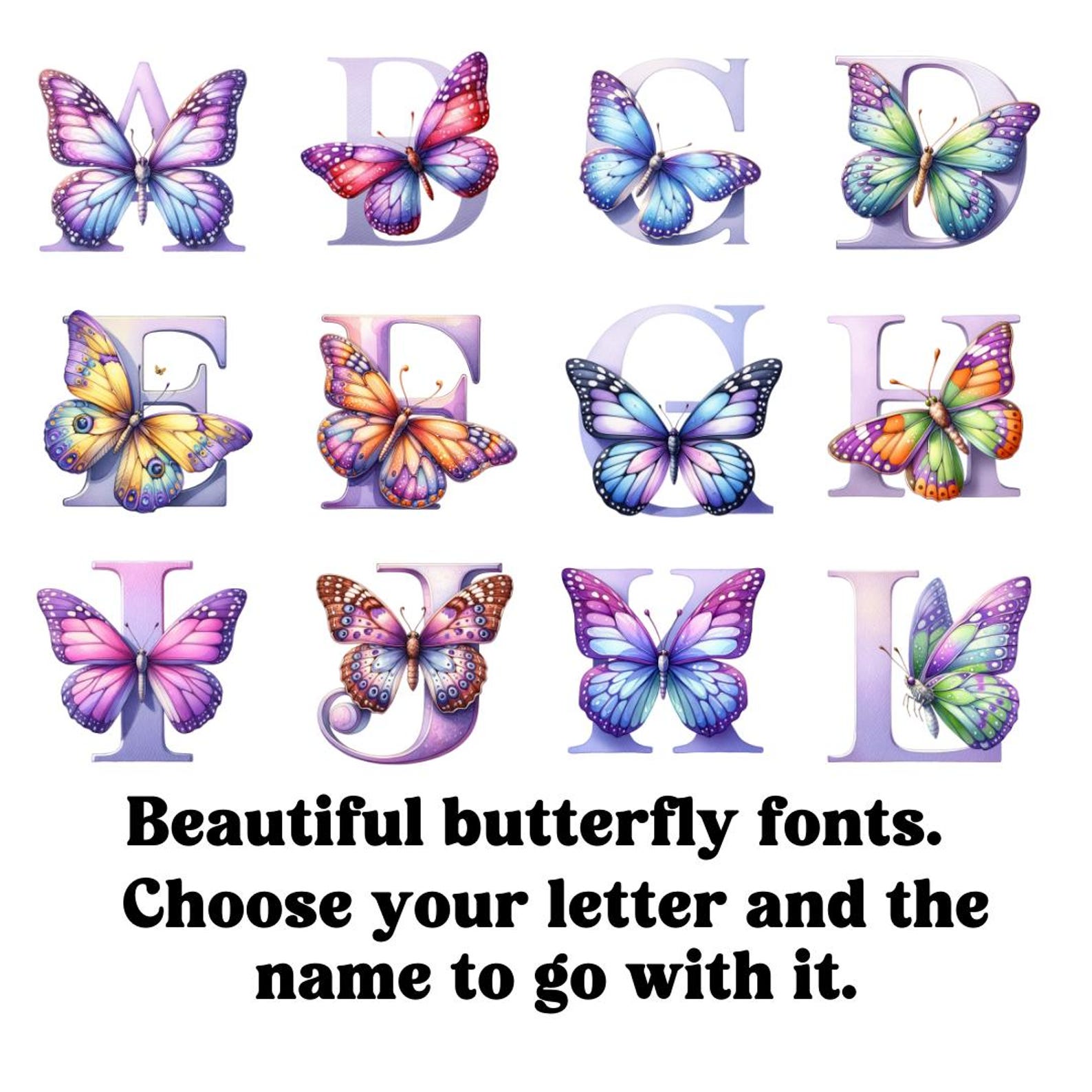 Personalized Butterfly Alphabet Font Journal or Spiral Notebook, Custom ...