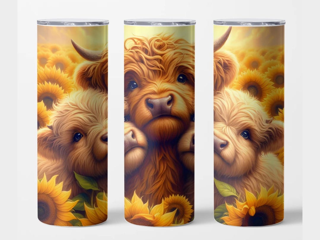 Mama Highland Cow & Calves Sunflower Tumbler, Heartfelt 20 Oz Gift for ...