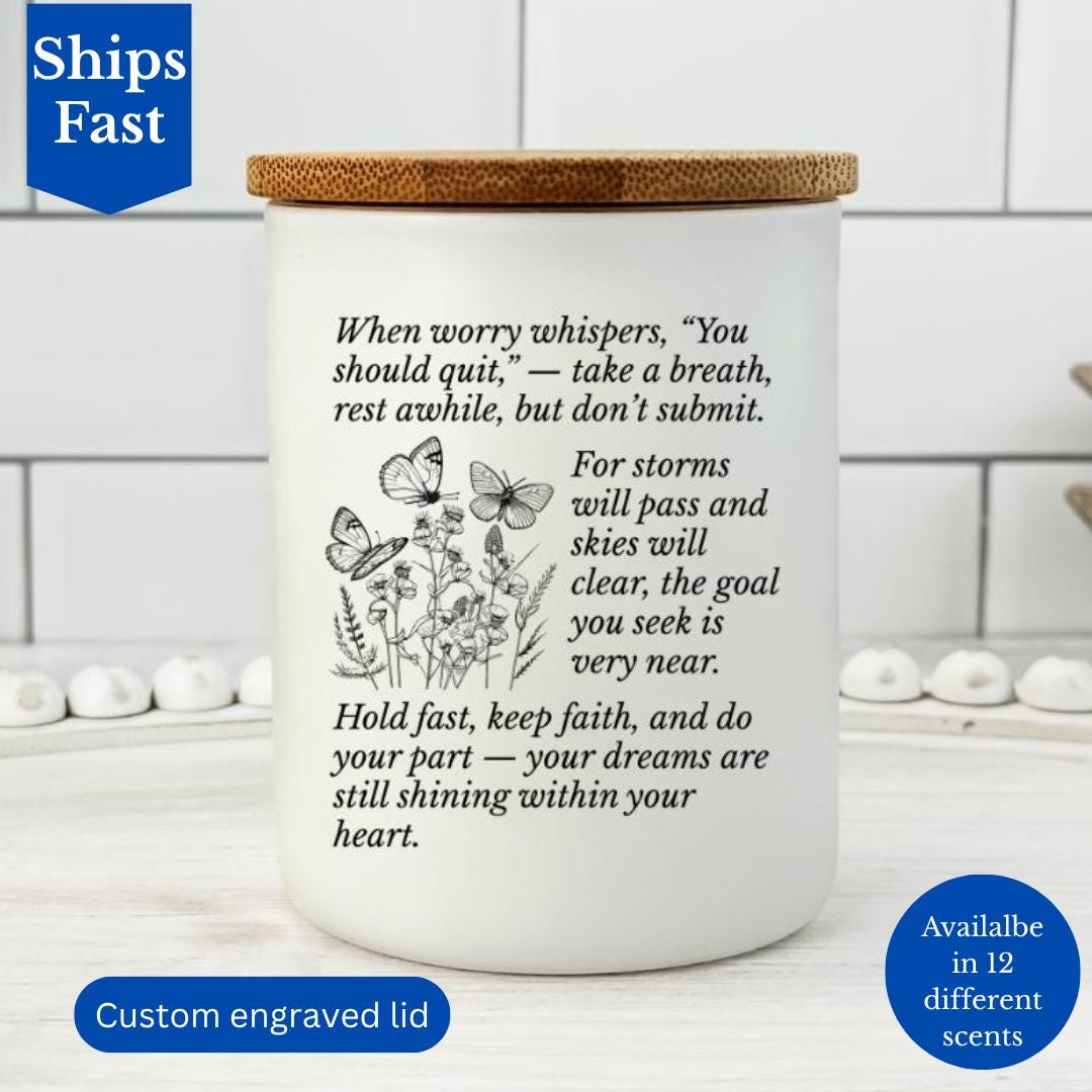 Personalized Don’t Quit 10oz Candle, Custom Name Engraved Lid ...