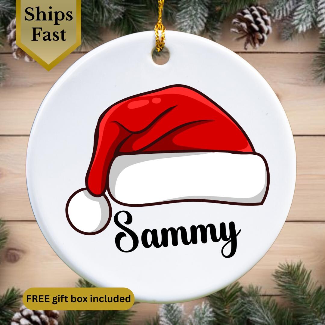 Personalized Santa Hat Name Ornament, Fun Custom Christmas Keepsake for ...