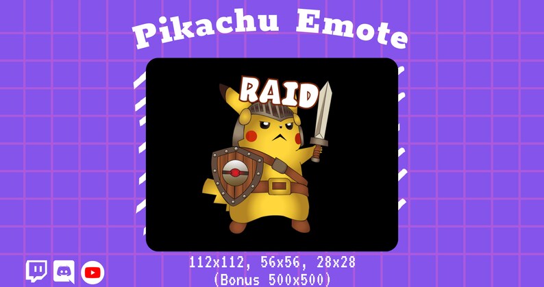 Pikachu Raid Emote Twitch Emote Raid Pokemon Pikachu Discord Youtube ...