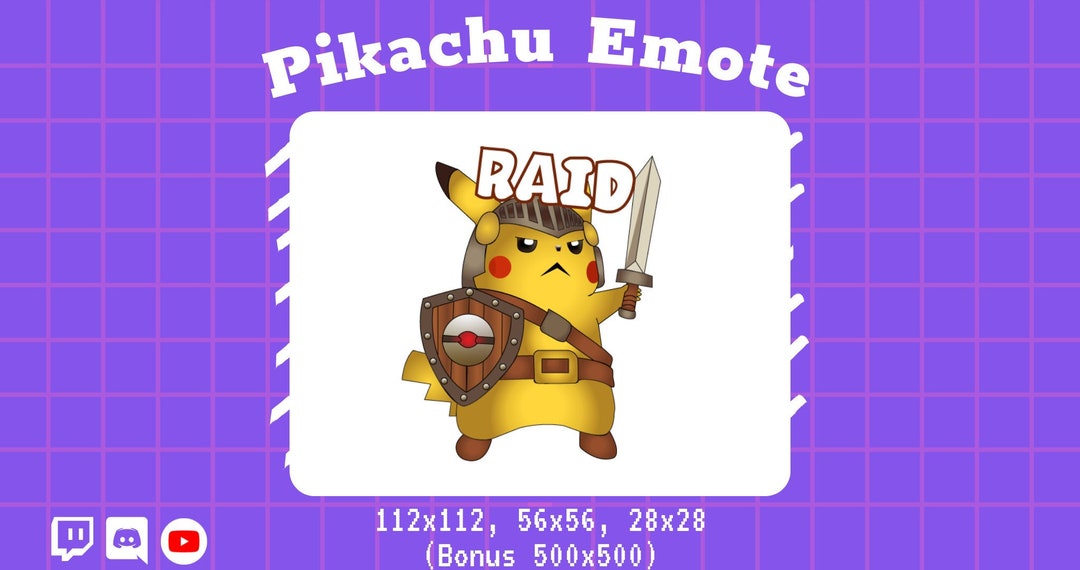 Pikachu Raid Emote Twitch Emote Raid Pokemon Pikachu Discord Youtube ...