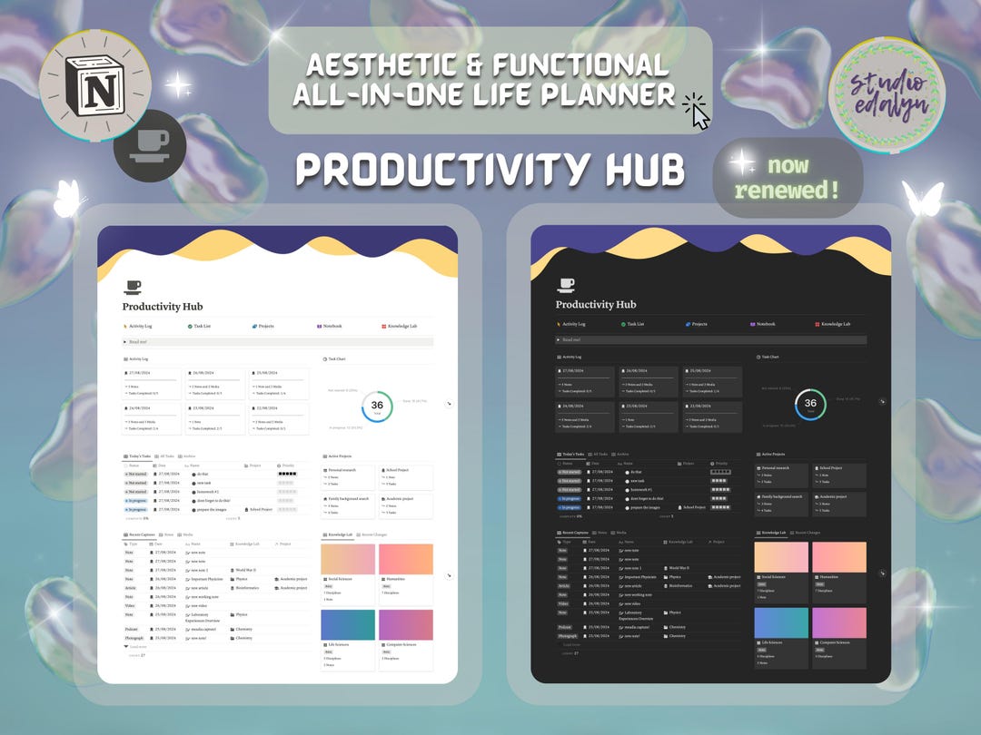 Notion Productivity Template | All-in-one Life Planner (digital ...