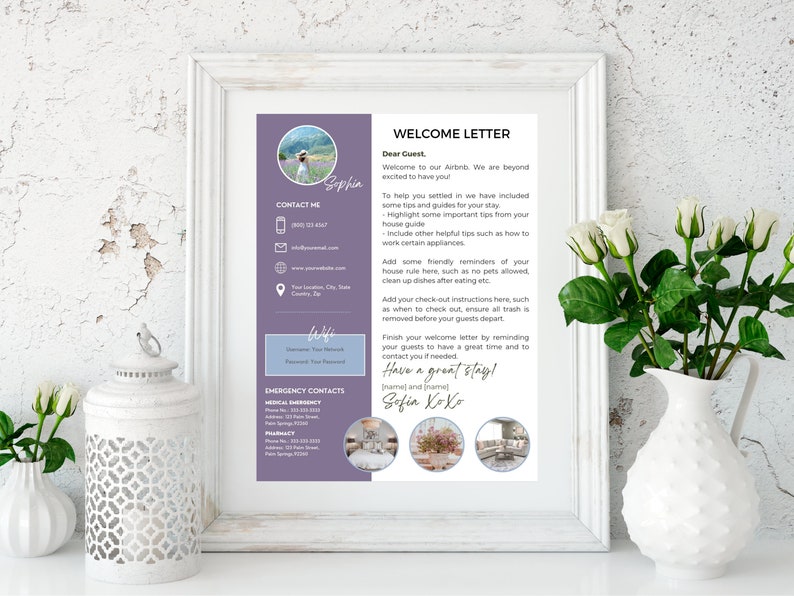 Airbnb And Vrbo Welcome Letter Template Editable Canva Welcome Etsy