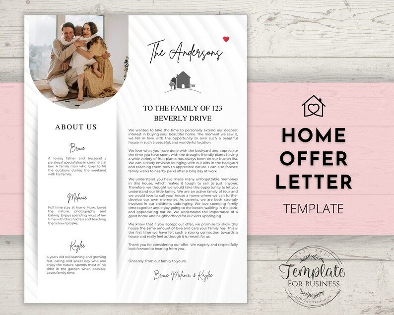 Elegant Home Purchase Offer Letter Template, Editable Home Buyer Letter ...