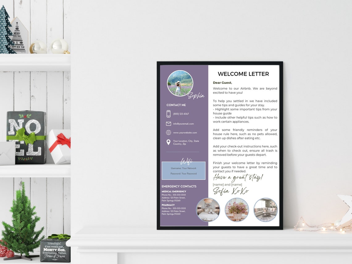 Airbnb And Vrbo Welcome Letter Template Editable Canva Welcome Etsy