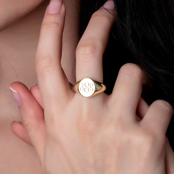 Monogram Signet Ring - Etsy