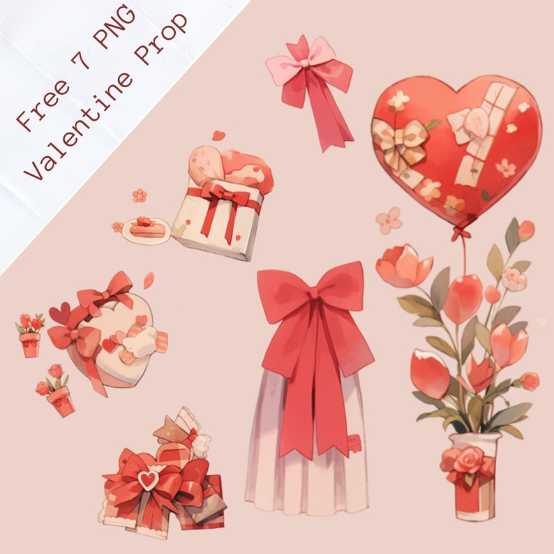 Valentines Day Clipart Bundle, PNG, Cute Little Valentine Girl With ...