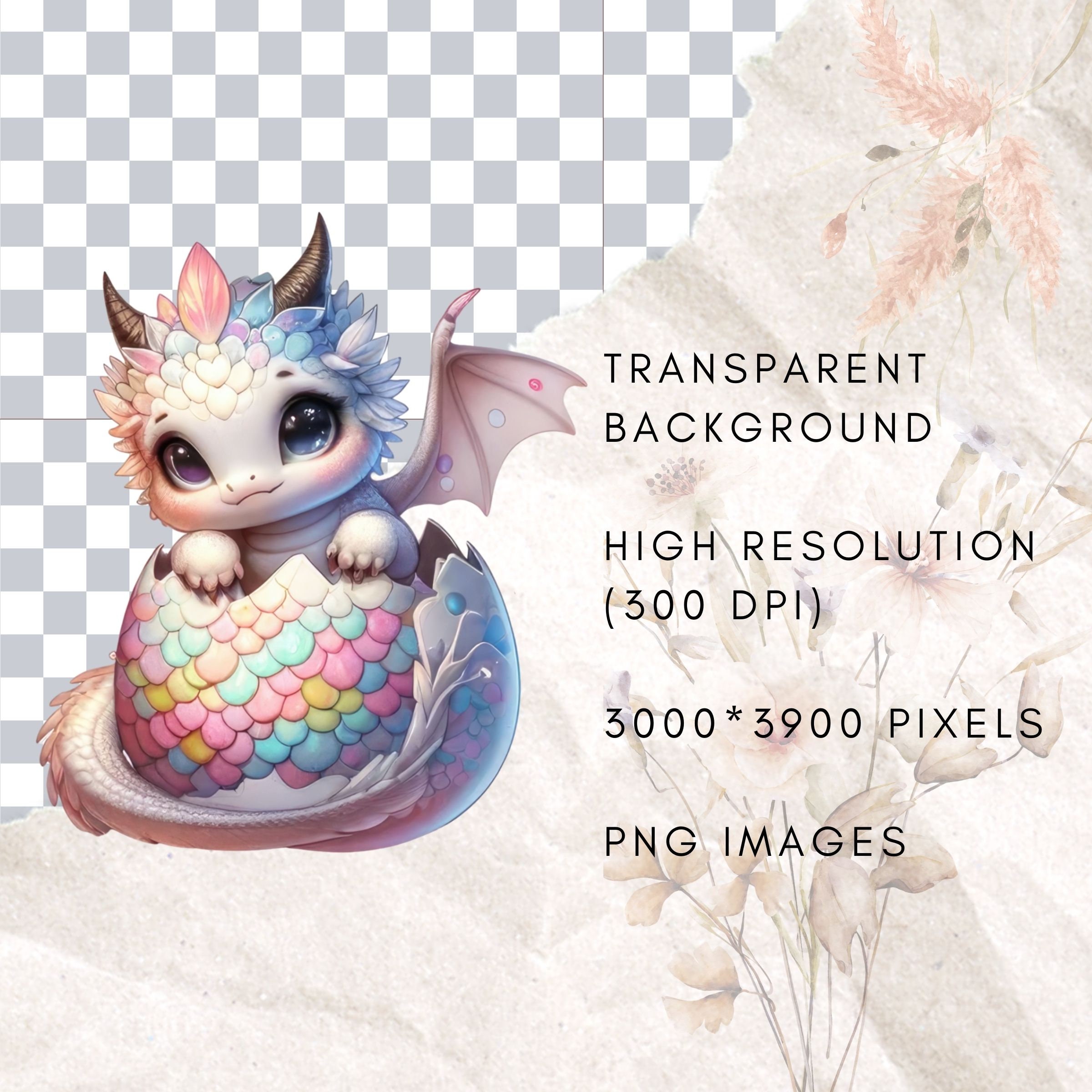 Watercolor Baby Dragon Clipart Bundle, Cute Baby Dragon, Dragon Egg ...