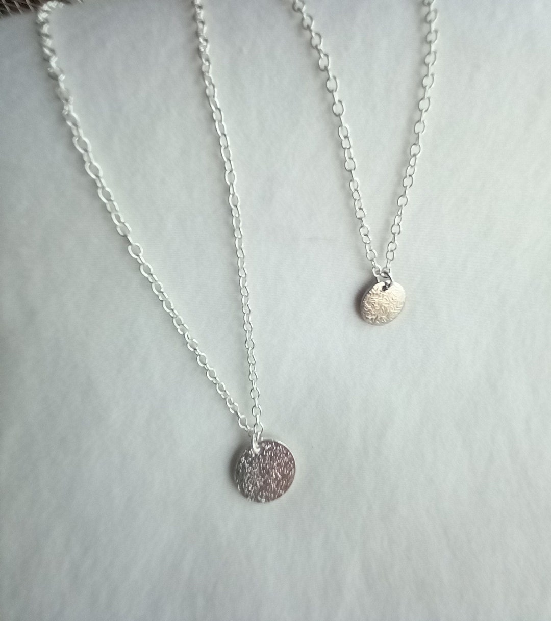 Petite Silver Disc Pendant/petite Silver Disc Necklace/two Sizes of ...