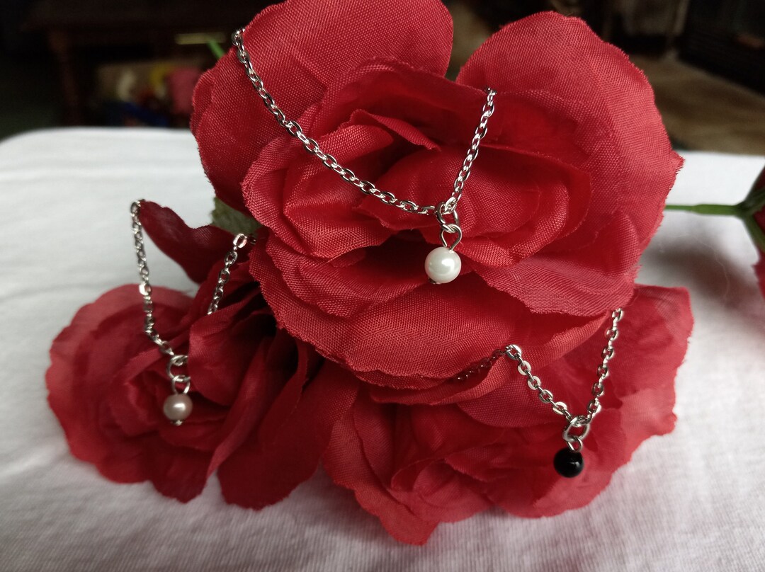 Pearl Drop Pendant Necklace, White Pearl Drop, Light Pink Pearl Drop ...