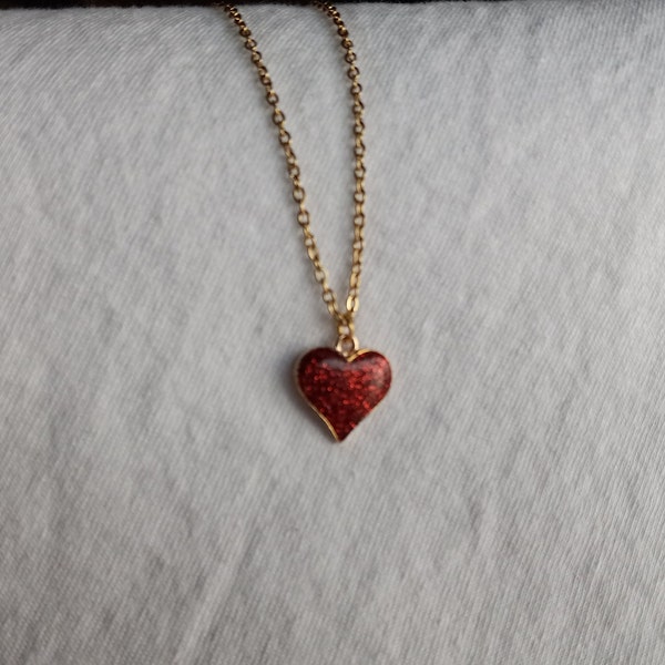 Red Heart Pendant Necklace - Etsy