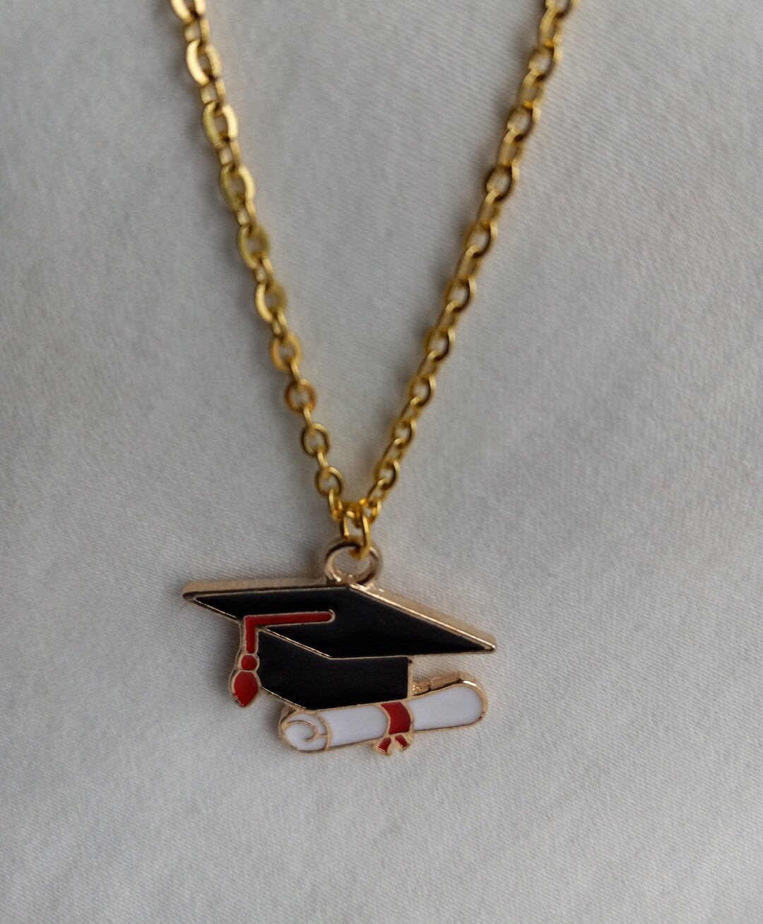 Graduation Pendant/graduation Necklace/black Cap/red Tassel/white ...