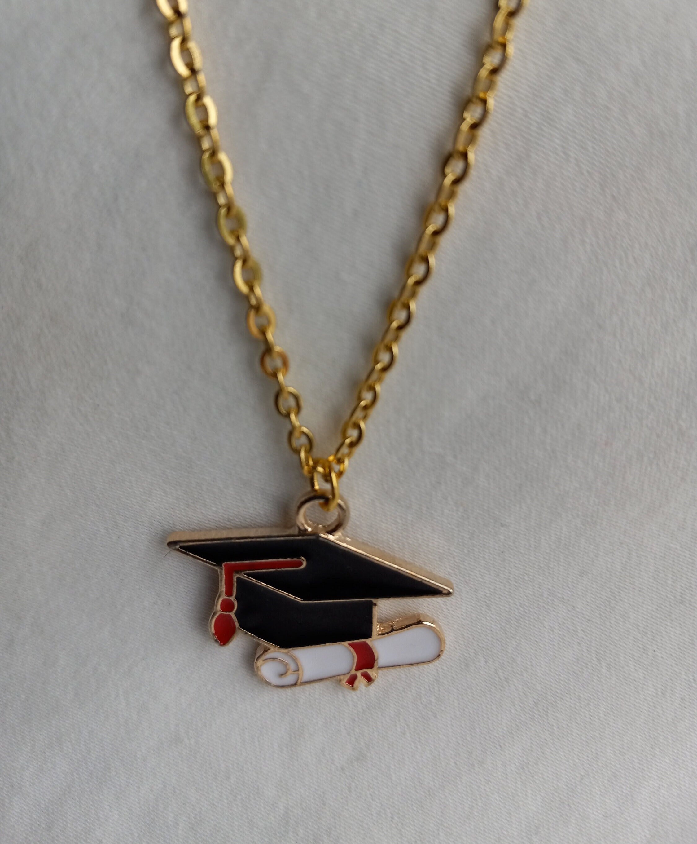 Graduation Pendant/graduation Necklace/black Cap/red Tassel/white ...
