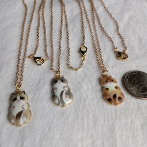 Dainty Cat Pendant/cutest Kitten Necklaces/five Little Gold Toned ...