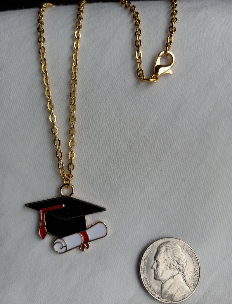 Graduation Pendant/graduation Necklace/black Cap/red Tassel/white ...