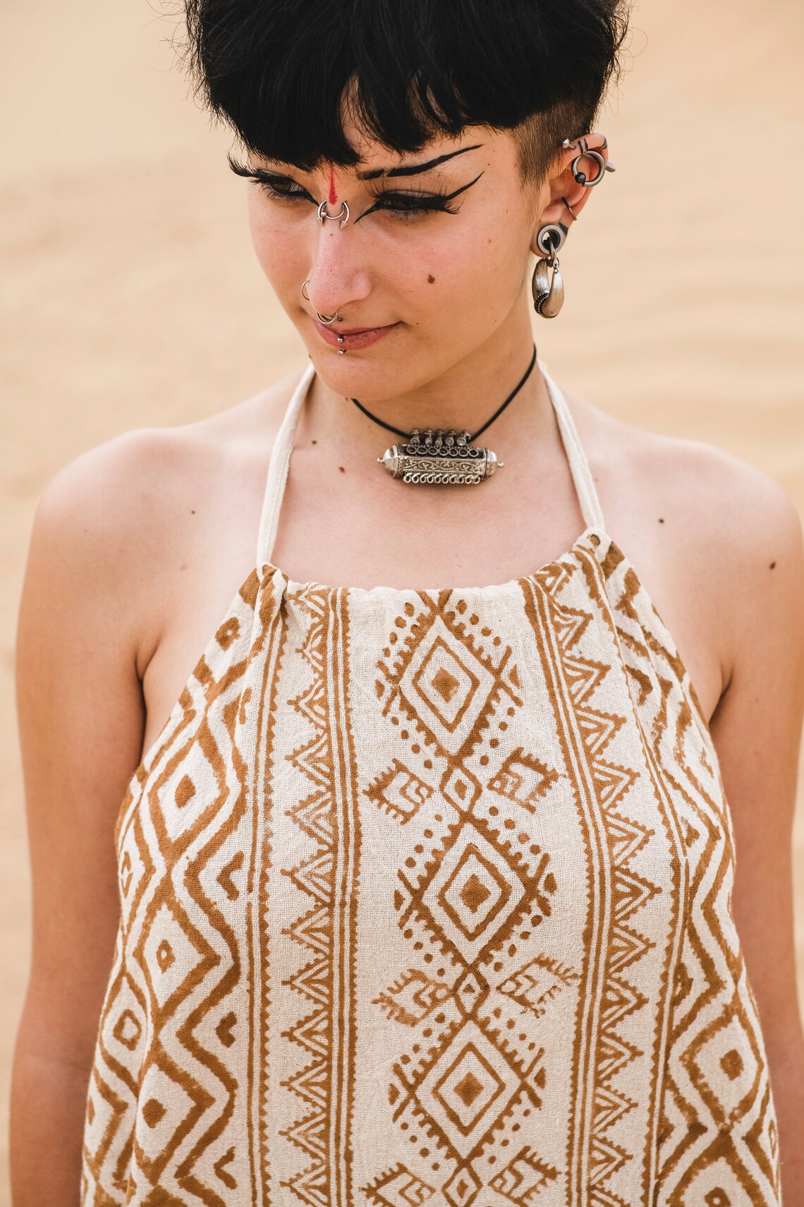 Tribal Dress Cream Earthy Festival Clothing Tribal Boho - Etsy