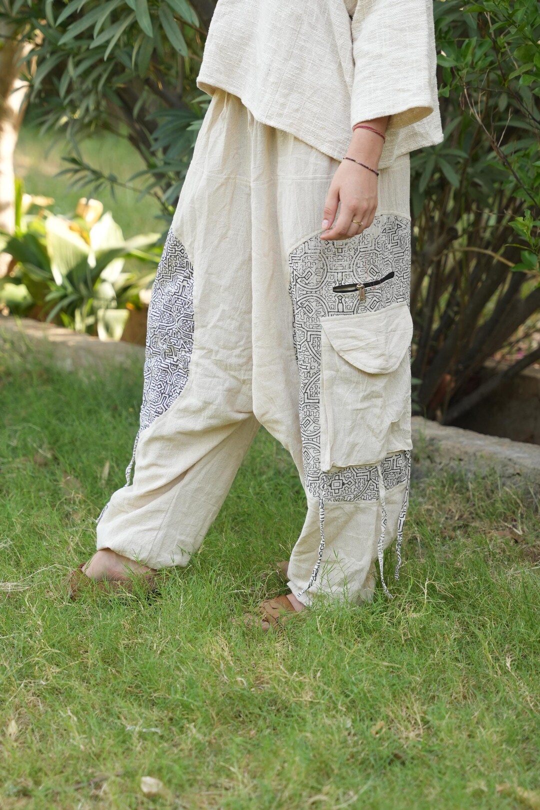 Organic Cotton Tribal Pants: Wide-leg Boho Trousers - Etsy
