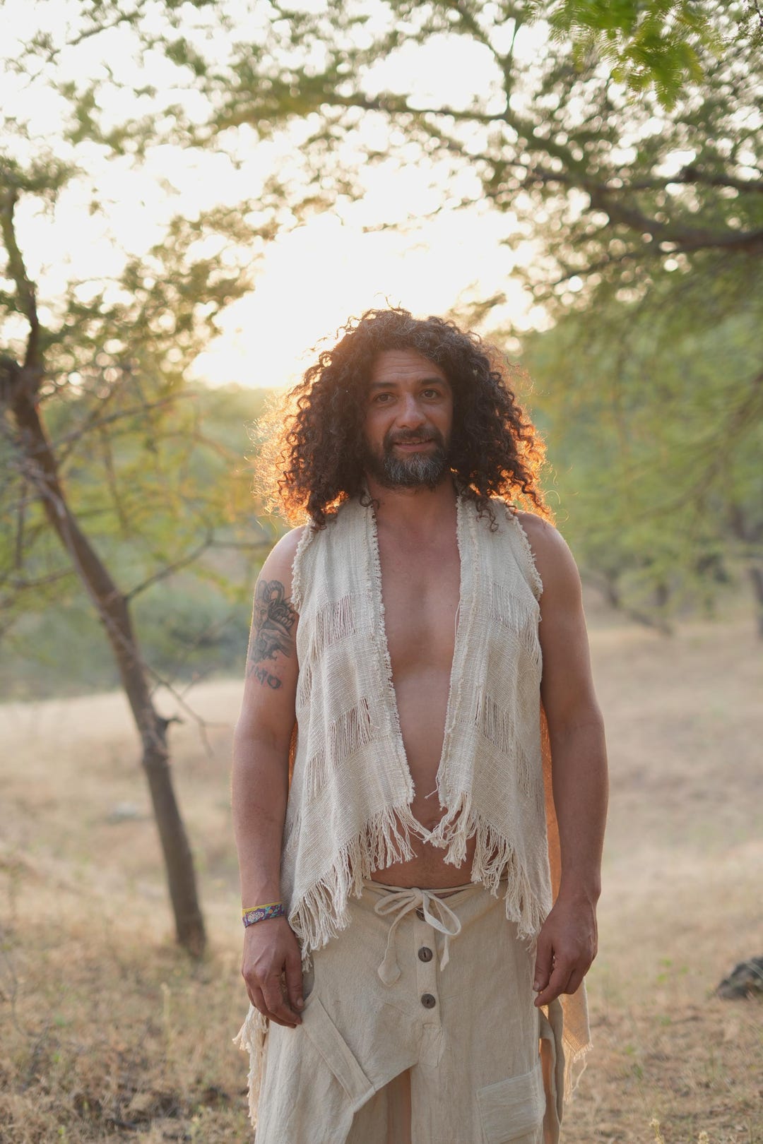 Fringed Men's Shrug: Natural Beach Coverup, Festival Kimono - Etsy