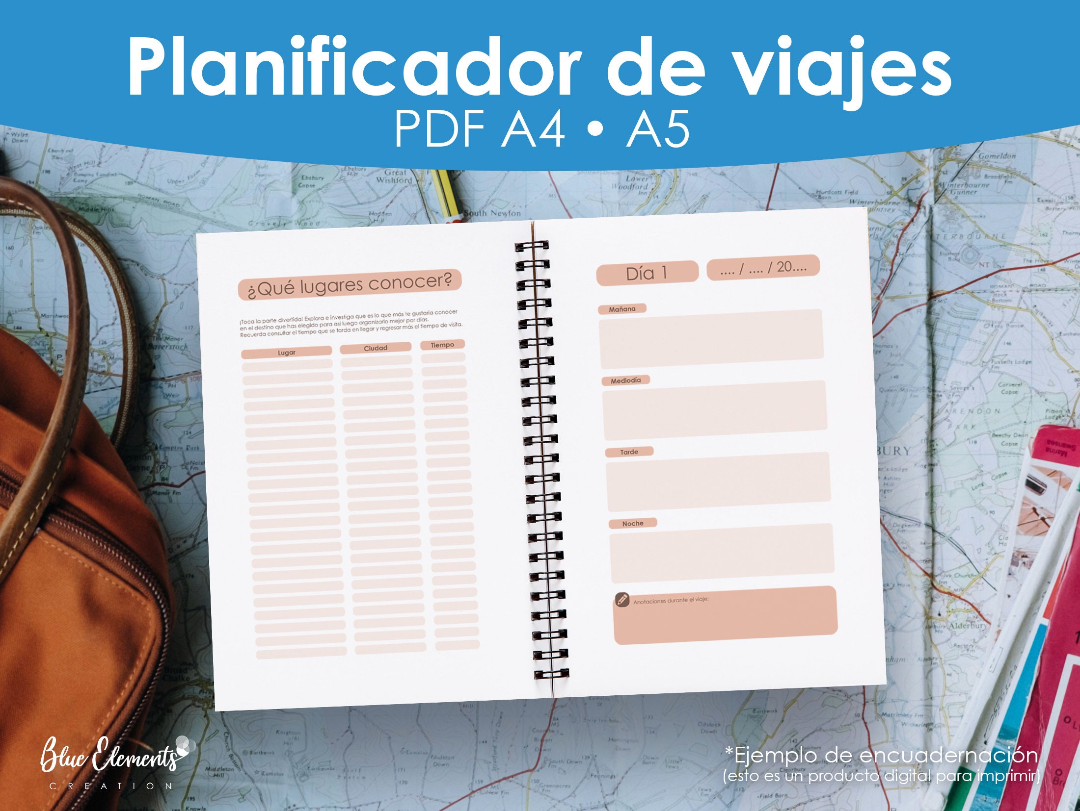 Planificador de Viajes Imprimible / Agenda del Viajero Digital ...