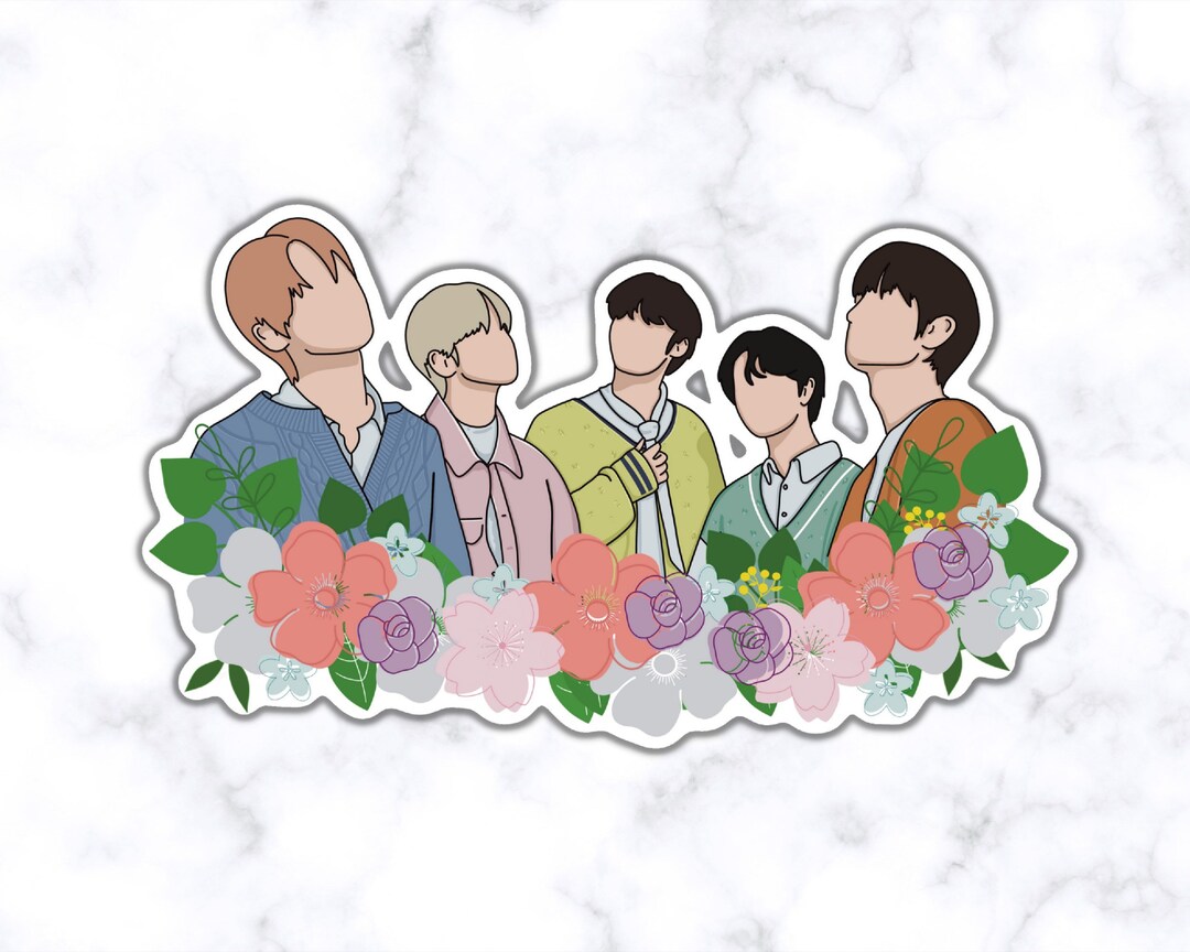 TXT Sticker, OT5 With Flowers - Etsy