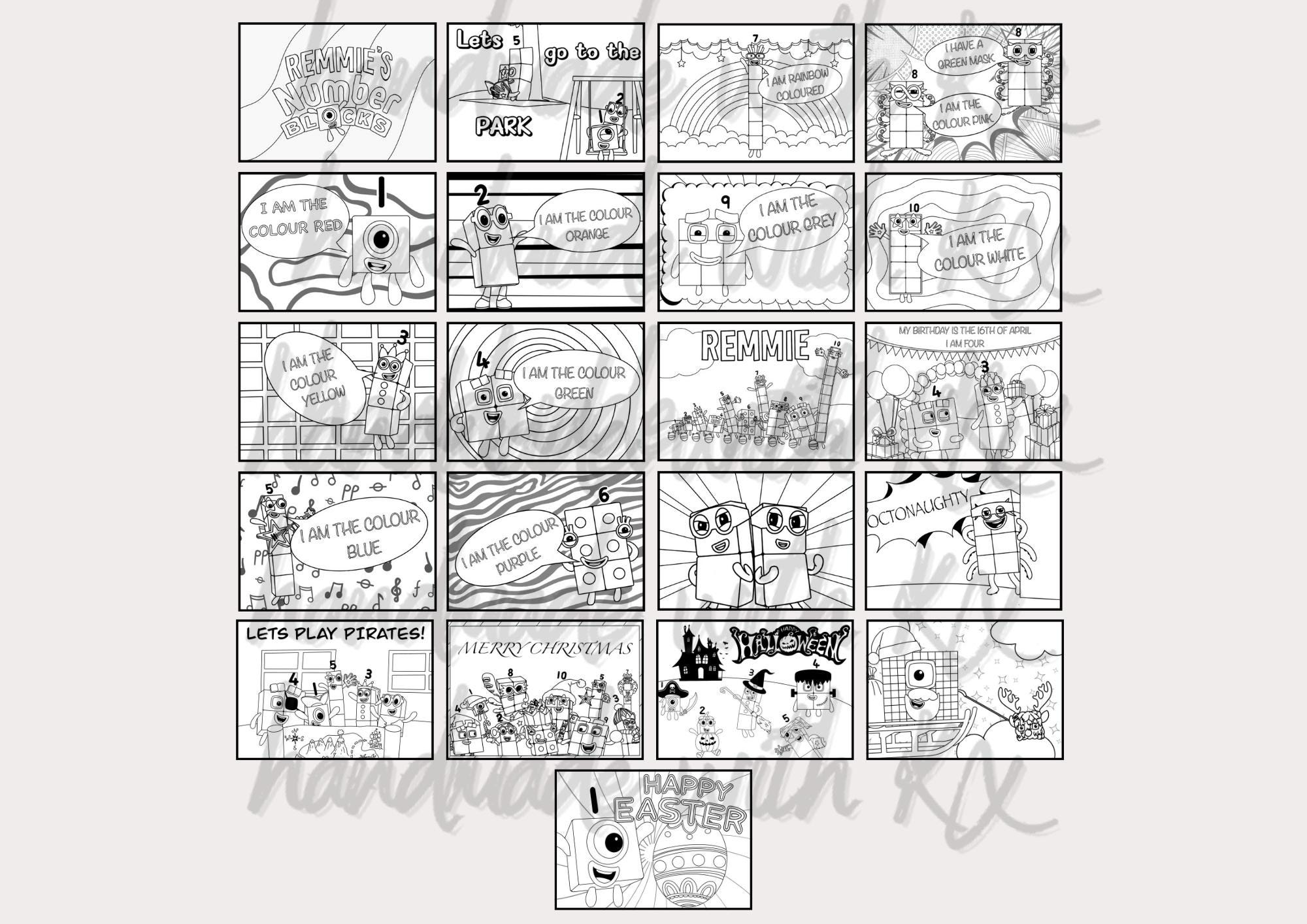 Numberblocks Personalised Colouring Pages | DIGITAL | Customizable - Etsy
