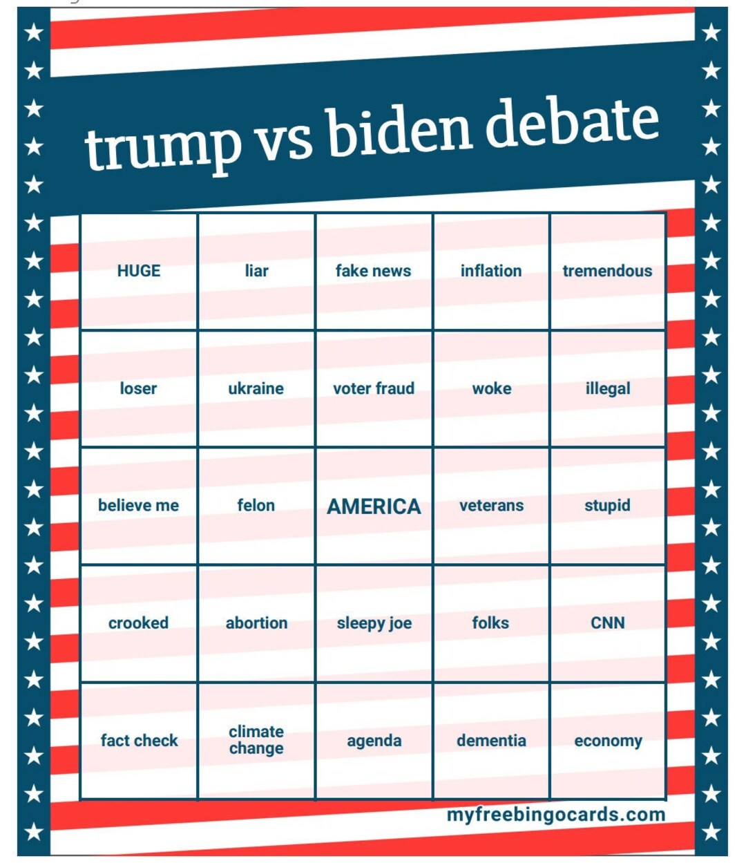 Trump Vs Biden Presidential Debate 2024 BINGO - Etsy Australia
