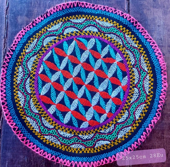 Flower of Life Patches Bright Colours Handstitched 25x25 Round - Etsy