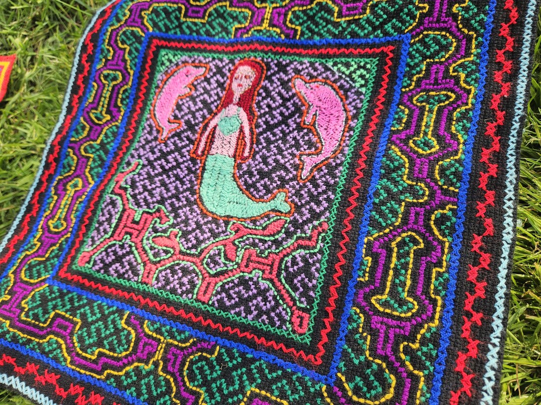 Mermaid Pink Dolphin Shipibo Mesa Altarcloth Oldschool Patterns Healing ...