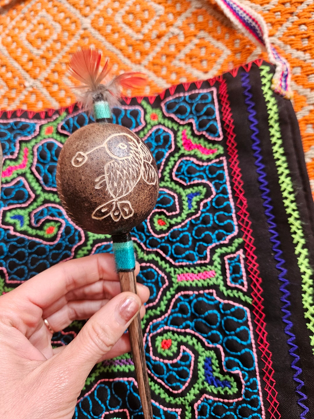 Shipibo Icaros Big Maraca Rattle Shamanic Instrument Frog Hummingbird ...