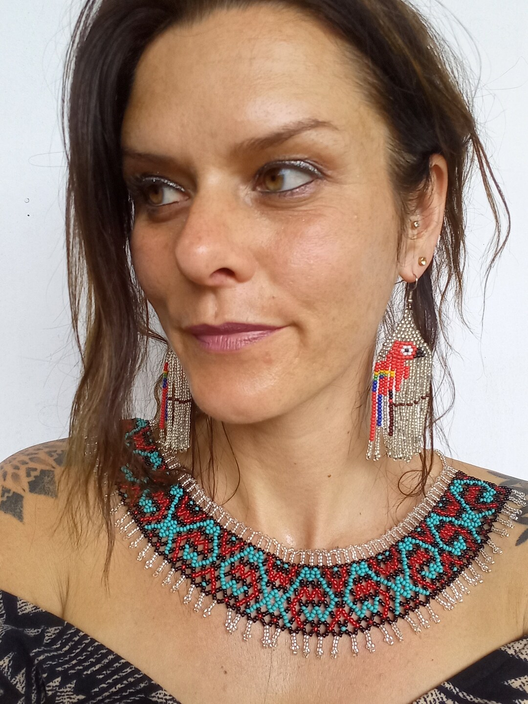 Guacamayo Beads Shipibo Earrings Tribal Jewerlry Shipibo Temazcal ...