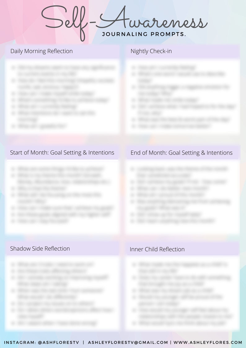 Self-awareness/shadow Work Journal Prompts - Etsy