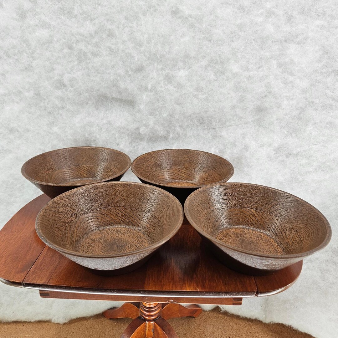 Thermo Serv Anoka Minnesota Faux Wood Grain Bowls Set of 4 MCM Vtg West ...