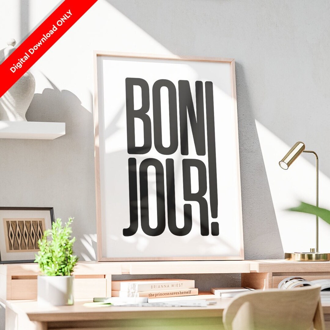 Bonjour - Digital Print - Printable Artwork for Home Decor - Etsy