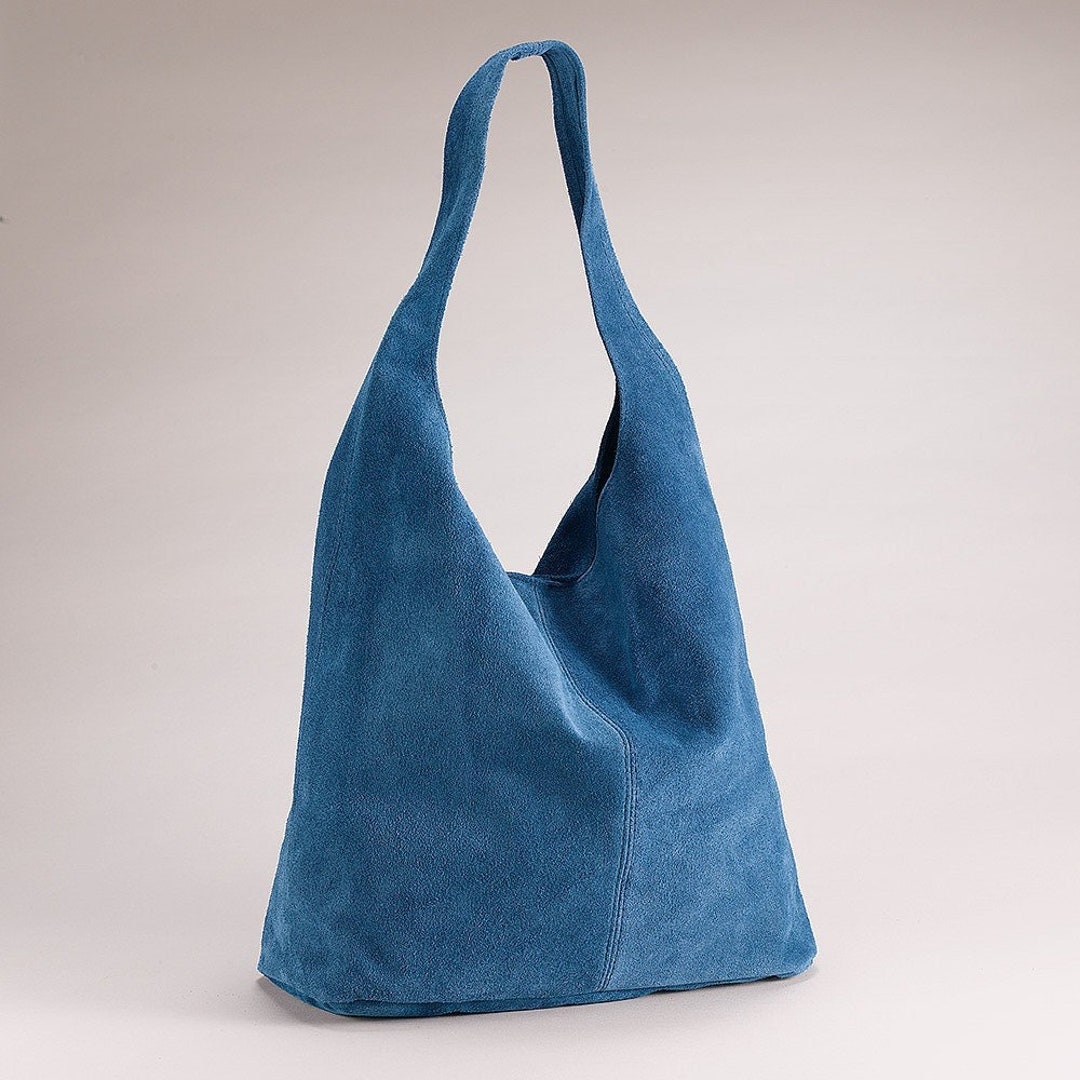 Soft Denim Blue Suede Slouchy Style Bag Made in Italy - Etsy