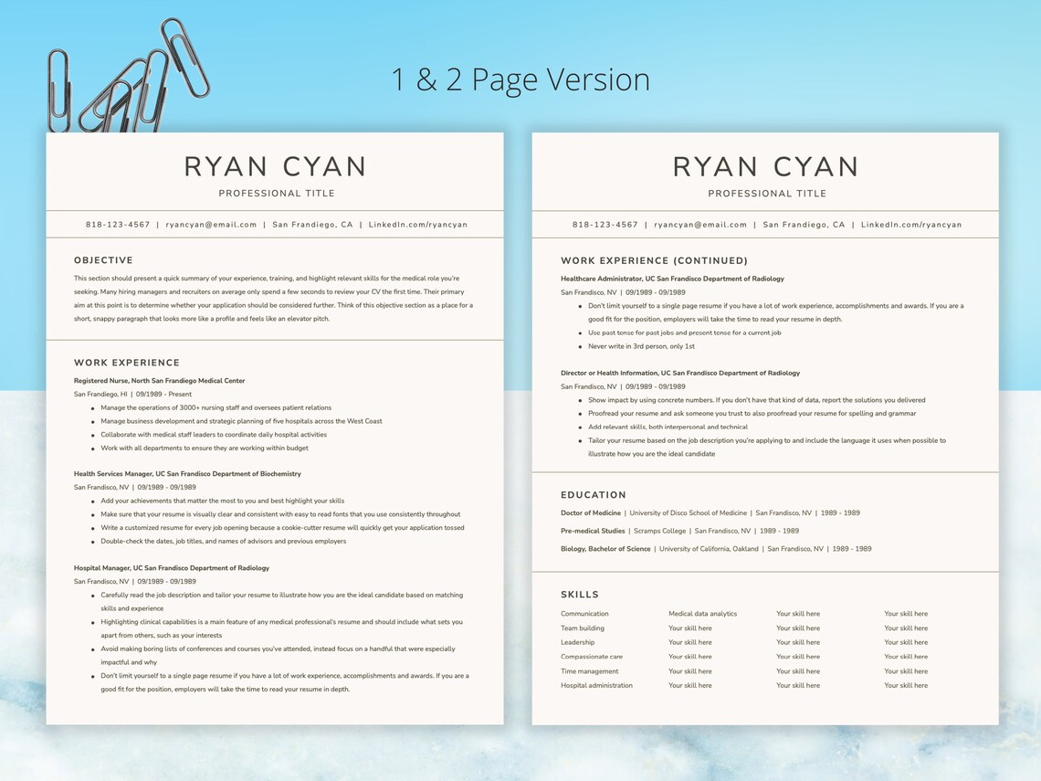 CV Template Professional Professional Resume Template Google Docs ...