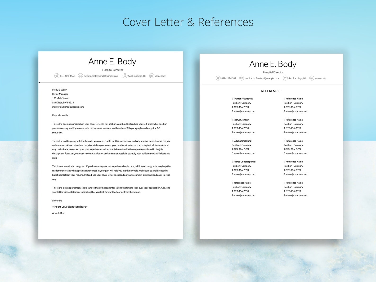 Professional Resume Template Bundle - Resume and Cover Letter Template ...