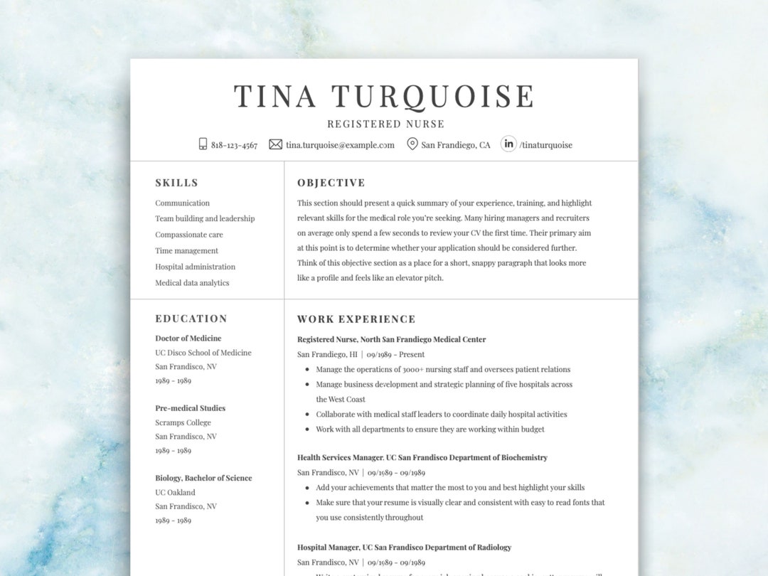 Google Docs Resume - Nurse Resume Template - Professional Resume ...