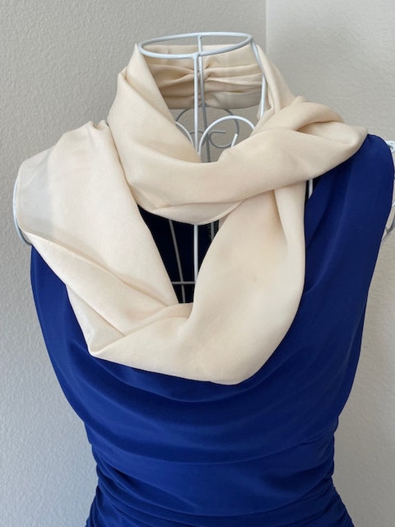 Classic Vintage White Silk Scarf - Gem