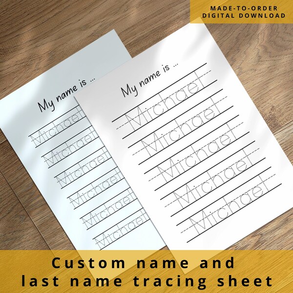 Personalized Name Tracing Printable Worksheet - Etsy