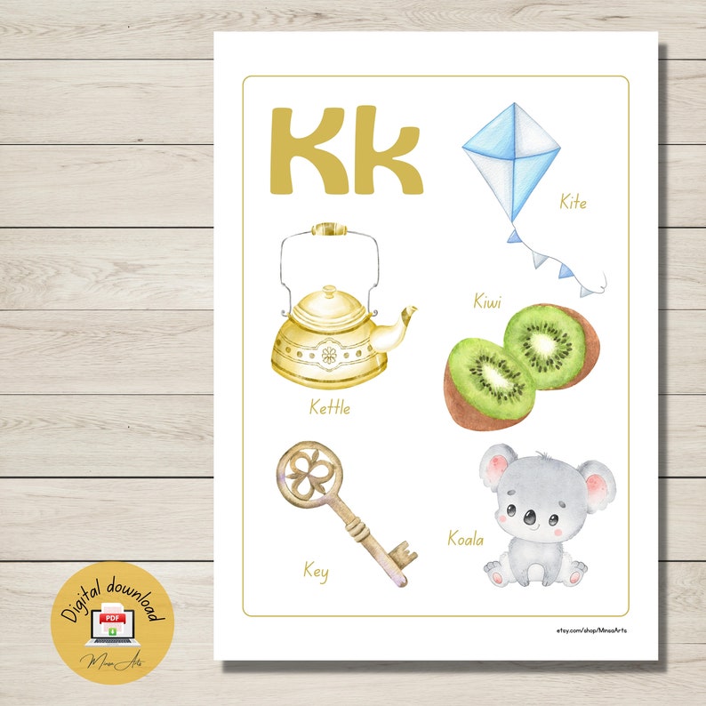 Watercolor Alphabet Poster Classroom ABC Poster Preschool - Etsy